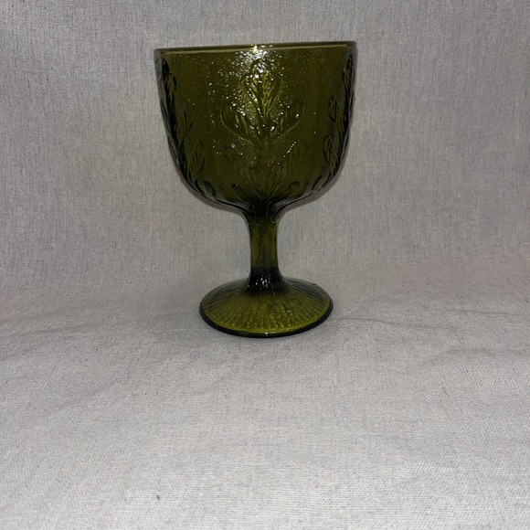 FTD | Dining | Vintage 975 Ftd Green Glass Compote Vasecandy Dish Oak ...